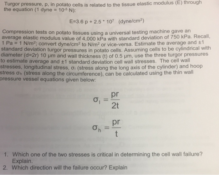 Solved Turgor pressure, p, in potato cells is related to the | Chegg.com