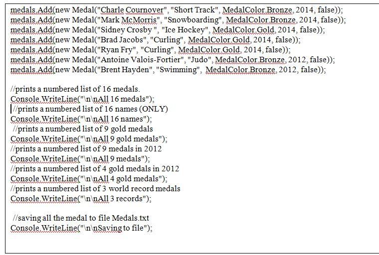 Solved The MedalColor Enum Code the MedalColor enum below: | Chegg.com
