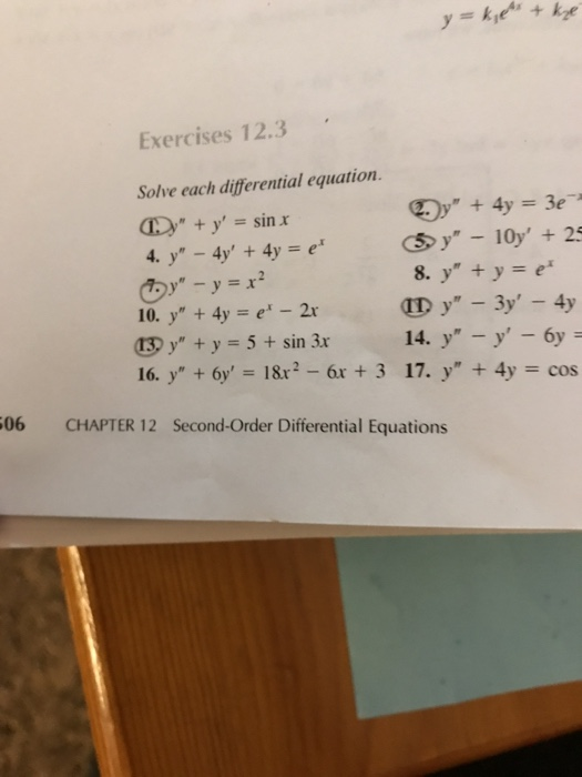Solved Exercises 12.3 Solve each differential equation 10, | Chegg.com