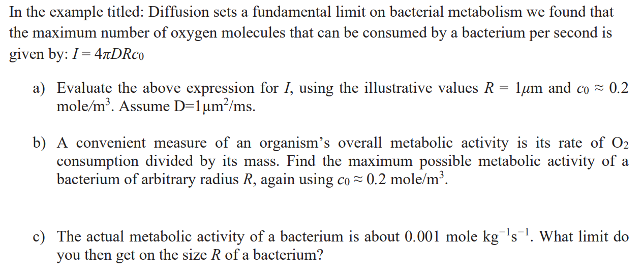 Solved In the example titled: Diffusion sets a fundamental | Chegg.com