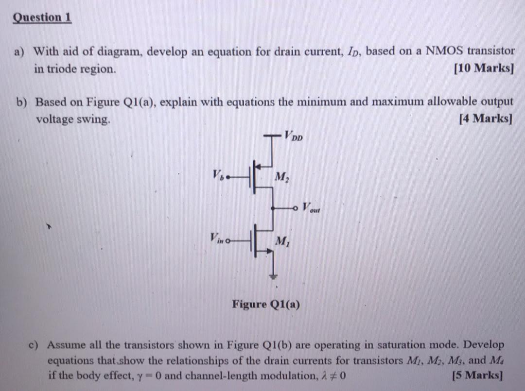 Question 1 a) With aid of diagram, develop an | Chegg.com