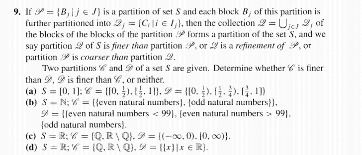 Solved 9. If P={Bj∣j∈J} is a partition of set S and each | Chegg.com
