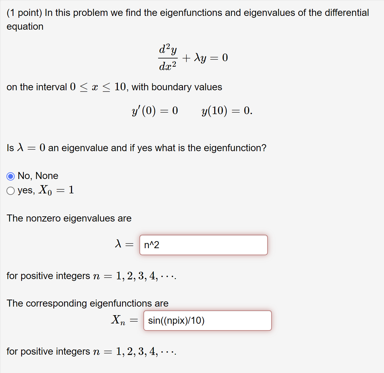 Solved (1 ﻿point) ﻿In this problem we find the | Chegg.com