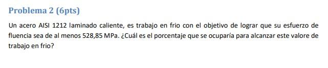 Solved A hot rolled AISI 1212 steel is cold worked with the | Chegg.com