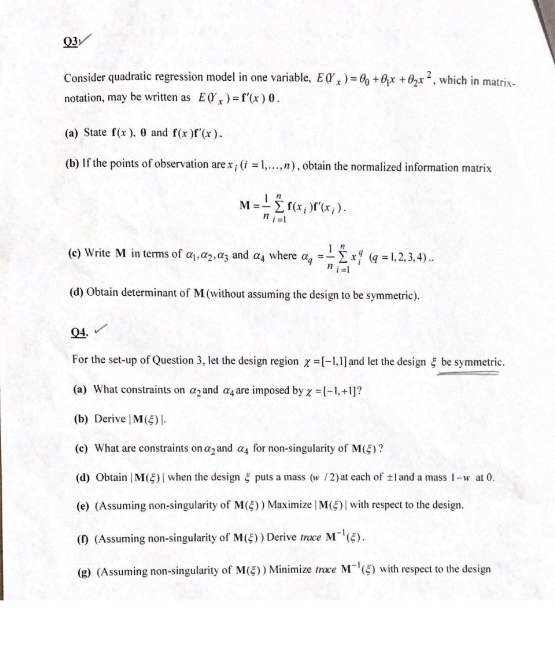 Solved please answer asap adv maths03?Consider quadratic | Chegg.com