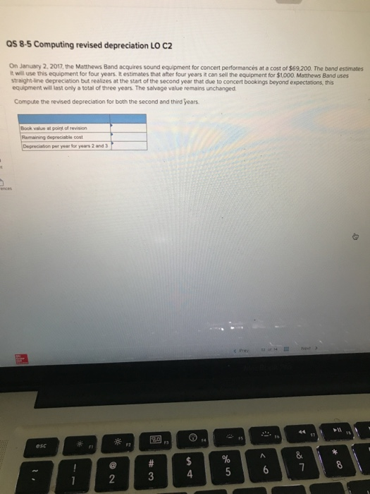 Solved QS 8-5 Computing revised depreciation LO C2 On | Chegg.com
