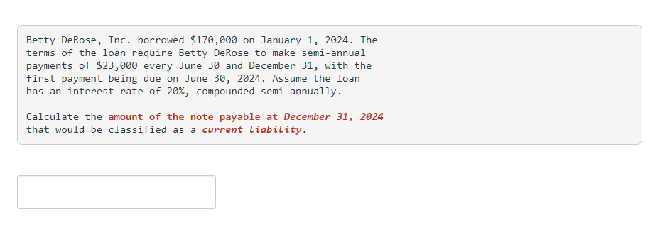 Solved Betty DeRose, Inc. borrowed $170,000 on January 1, | Chegg.com