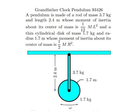 Solved A) What is the moment of inertia of the pendulum | Chegg.com
