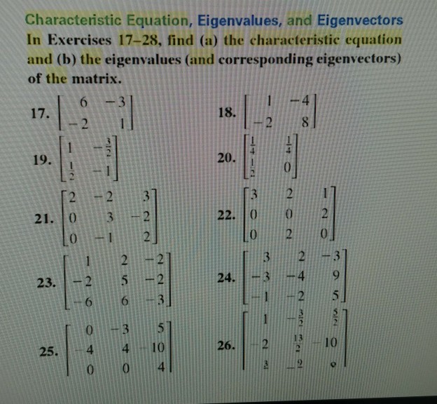 Solved Characteristic Equation Eigenvalues And