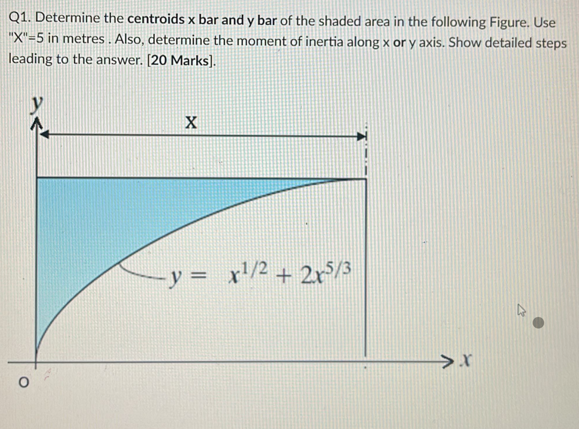 Q1. ﻿Determine the centroids x bar and y bar of the | Chegg.com