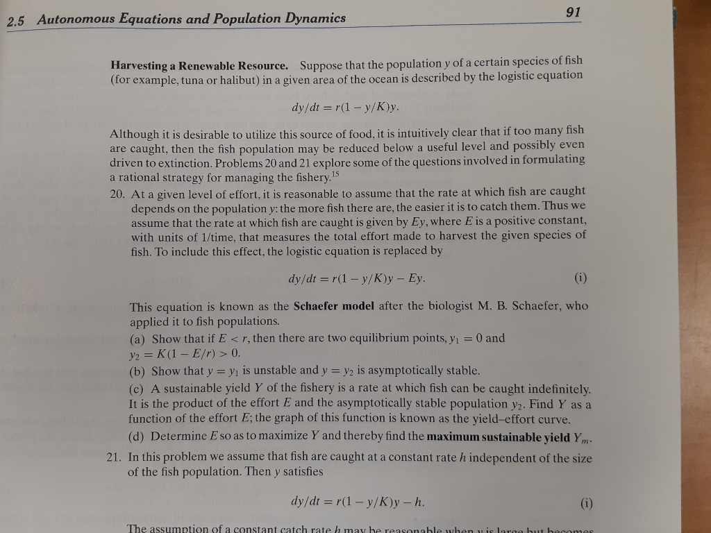 Solved 2.5 Autonomous Equations and Population Dynamics 91 | Chegg.com
