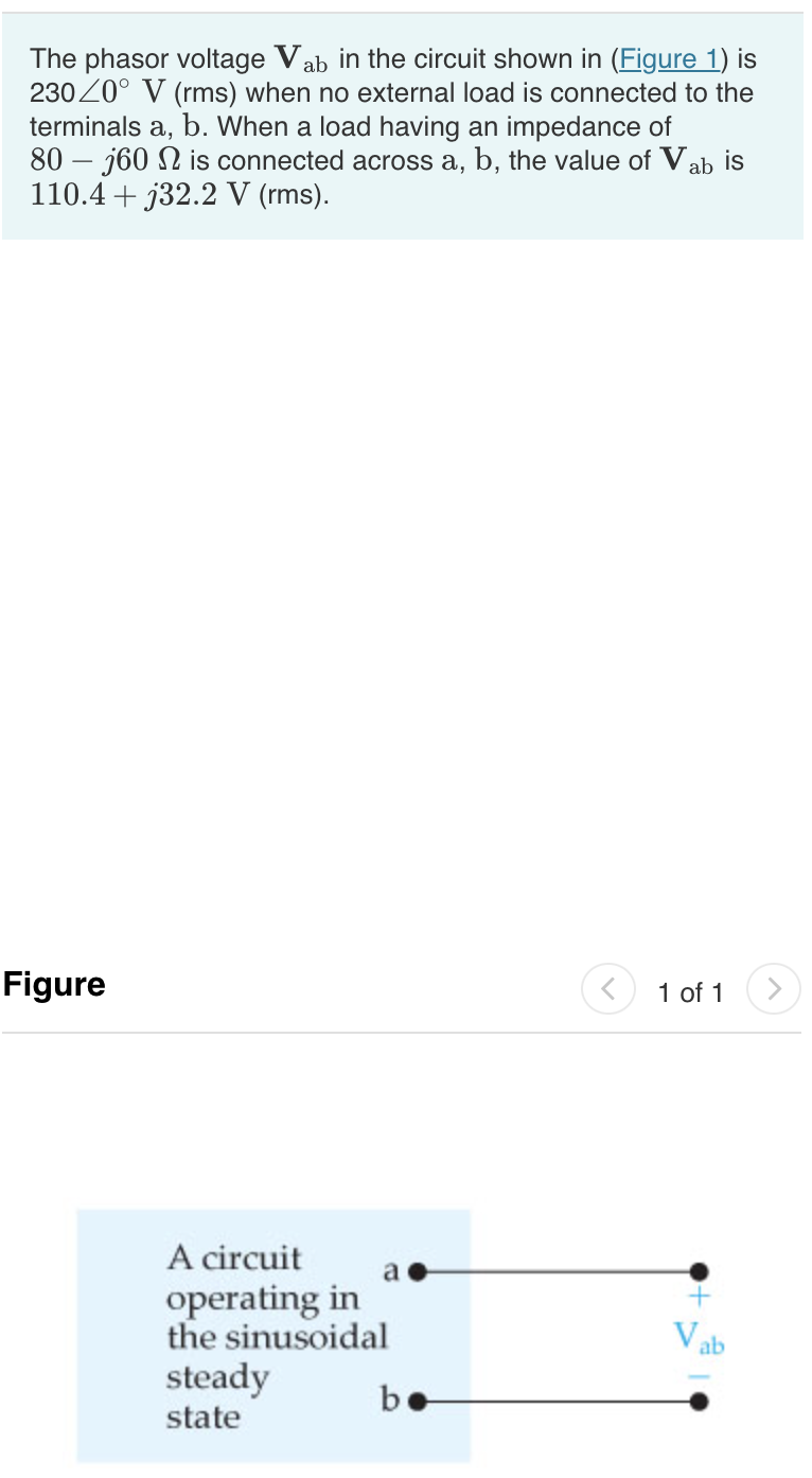 Solved The phasor voltage Vab in the circuit shown in | Chegg.com