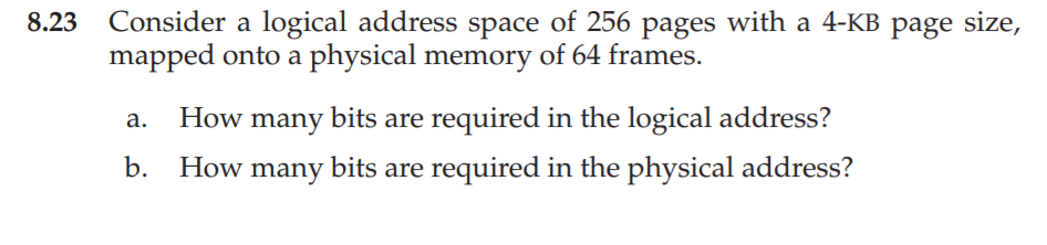 Solved 8.23 Consider a logical address space of 256 pages | Chegg.com