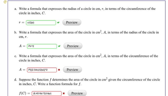 Solved a. Write a formula that expresses the radius of a | Chegg.com