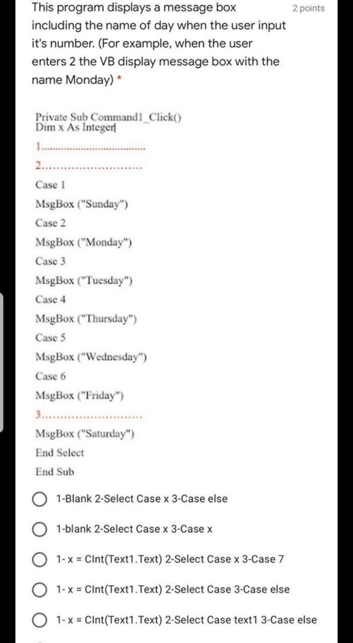 Solved 2 points This program displays a message box | Chegg.com