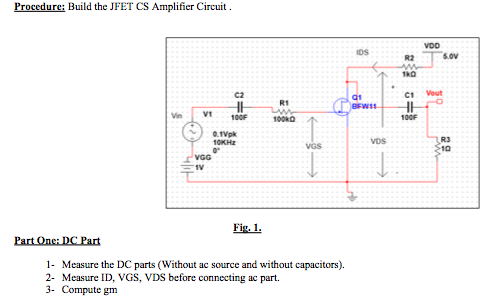 Solved Procedure: Build the JFET CS Amplifier Circuit IDS | Chegg.com