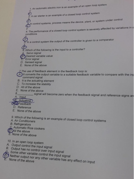 Solved 1. An automatic electric iron is an example of an | Chegg.com