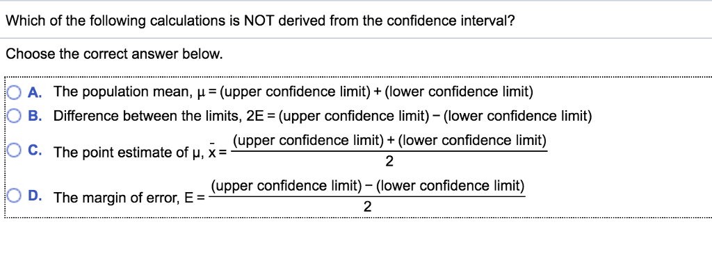 Solved Which of the following calculations is NOT derived | Chegg.com