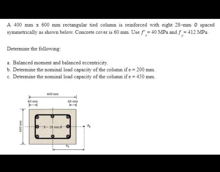 Solved A 400 mm x 600 mm rectangular tied column is | Chegg.com