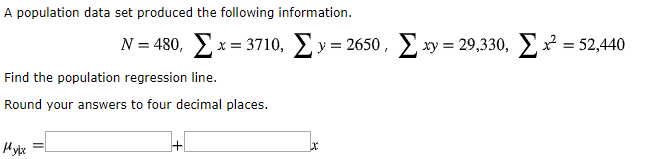 Solved A population data set produced the following | Chegg.com