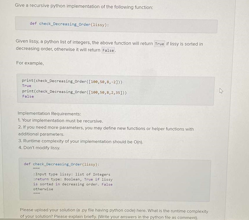 Solved Give a recursive python implementation of the | Chegg.com