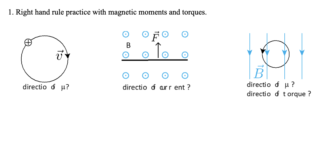 1. Right hand rule practice with magnetic moments and | Chegg.com