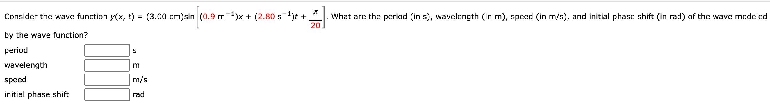 Solved Consider the wave function y(x,t)=(3.00 cm)sin[(0.9 | Chegg.com
