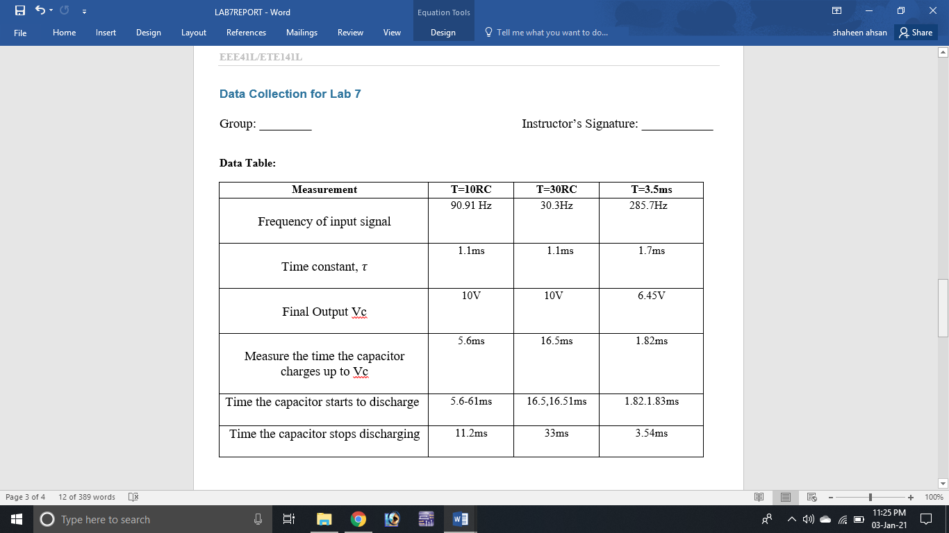 Solved SU LAB7REPORT - Word X Equation Tools File Home | Chegg.com
