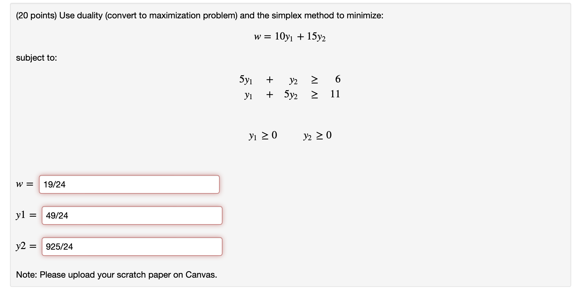 Solved (20 points) Use duality (convert to maximization | Chegg.com