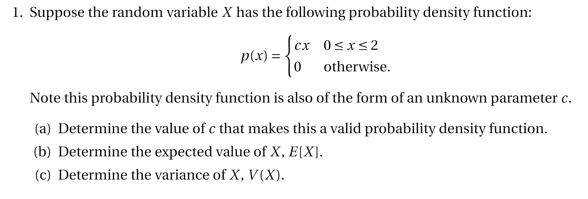 Solved 1 Suppose The Random Variable X Has The Following 9248