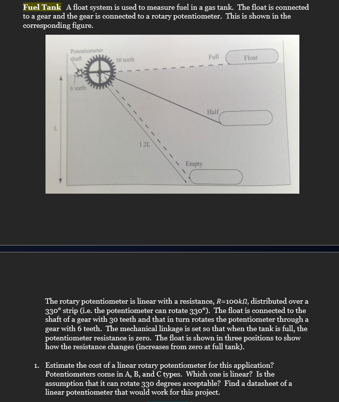 The rotary potentiometer is linear with a resistance, | Chegg.com