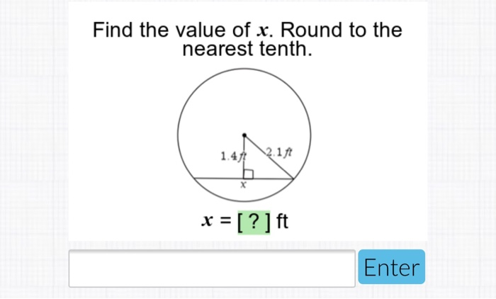 Solved Find the value of x. Round to the nearest tenth Enter | Chegg.com