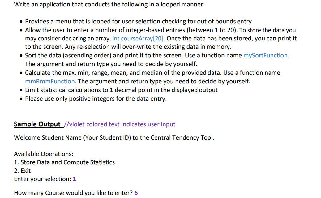 Solved Write an application that conducts the following in a | Chegg.com