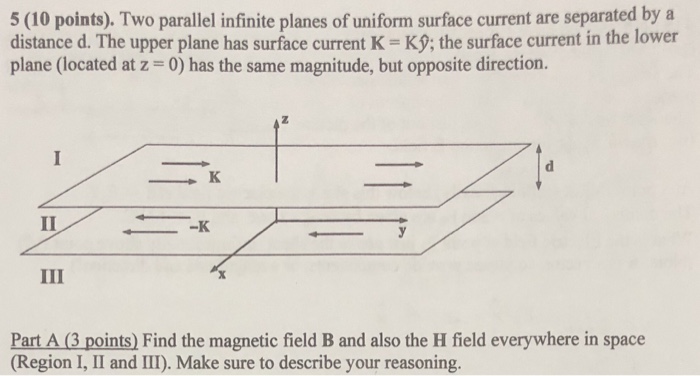 Solved 5 (10 points). Two parallel infinite planes of | Chegg.com