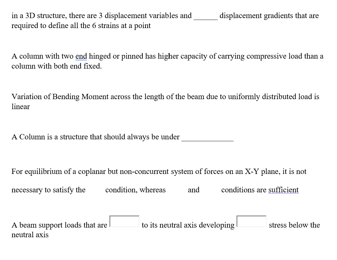 Solved displacement gradients that are in a 3D structure, | Chegg.com