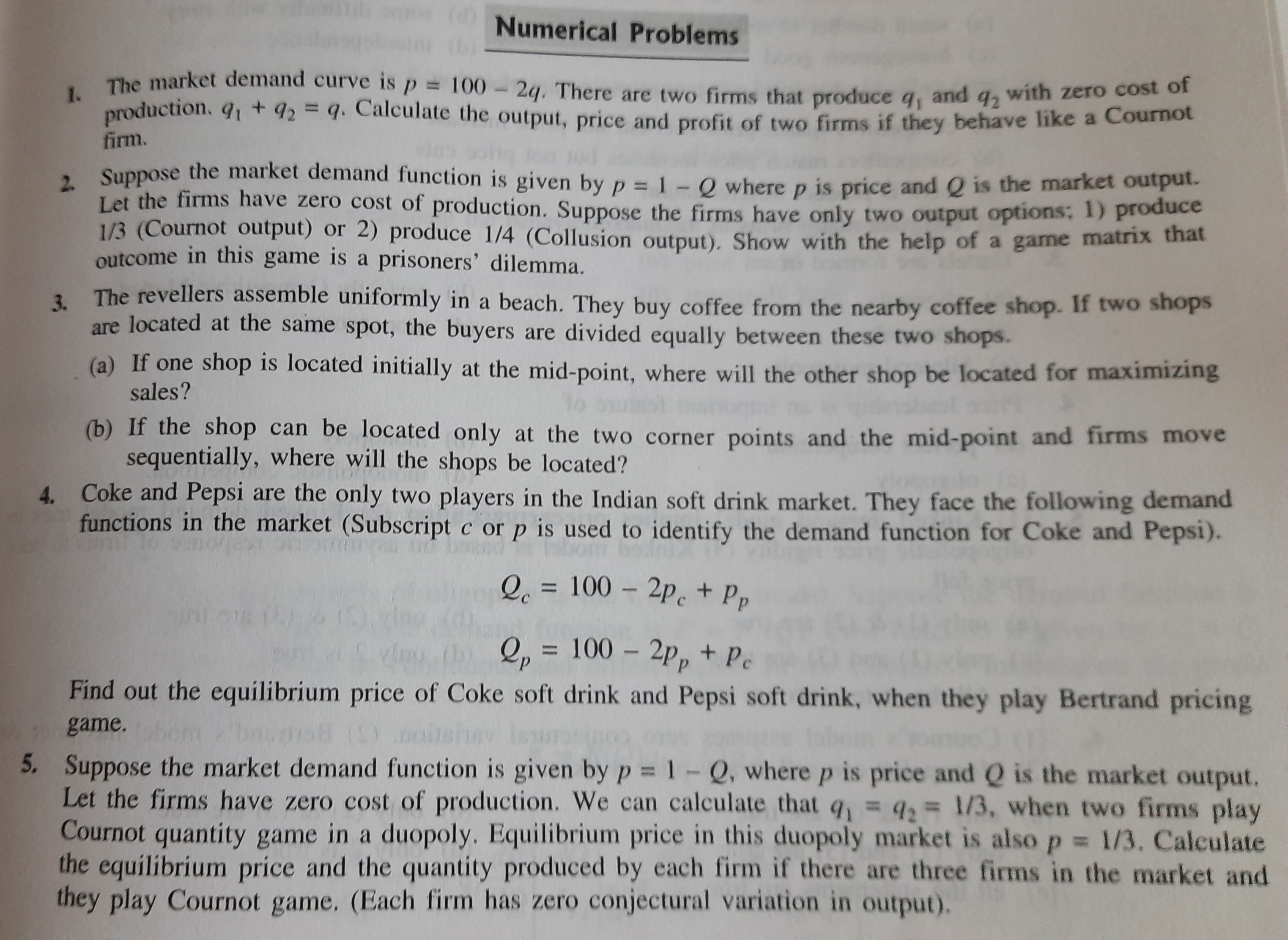 Solved 1. The market demand curve is p=100−2q. There are two | Chegg.com