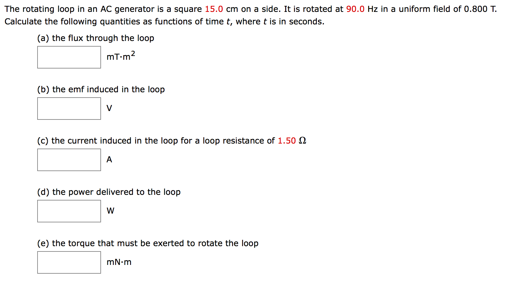 Solved The rotating loop in an AC generator is a square 15.0 | Chegg.com