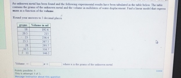 Solved The table below show data that has been collected | Chegg.com