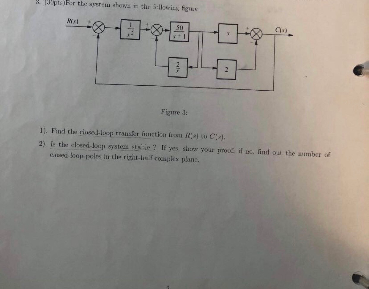 Solved 3. (30pts)For the system shown in the following | Chegg.com