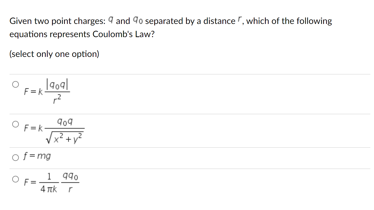 Solved Given two point charges: q ﻿and q0 ﻿separated by a | Chegg.com