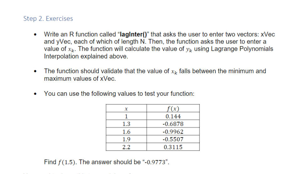 Solved • Steps Step 1. Lagrange Polynomials Interpolation | Chegg.com