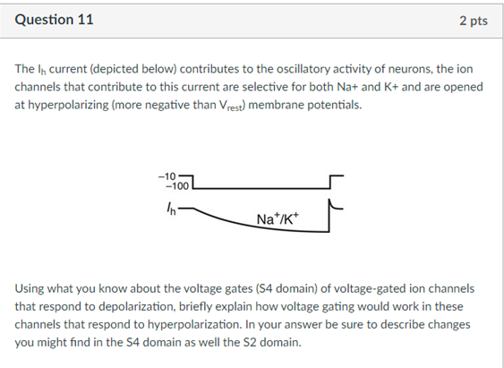Solved The Ih current (depicted below) contributes to the | Chegg.com