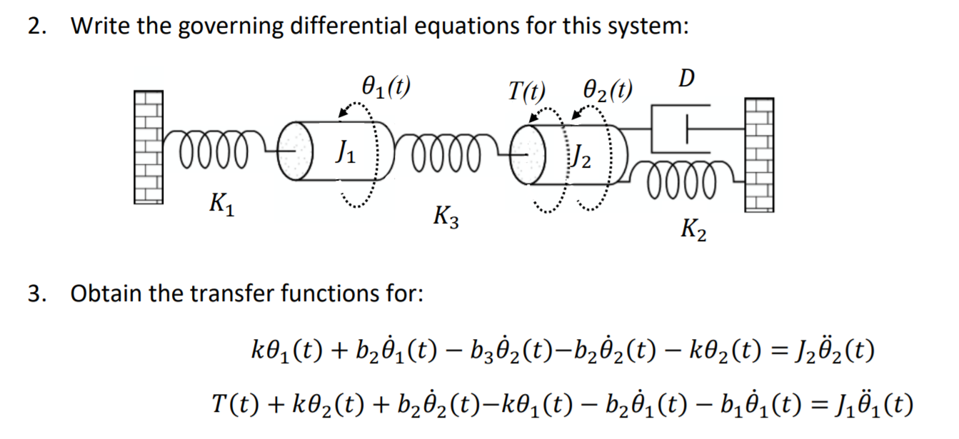 Solved 2. Write the governing differential equations for | Chegg.com