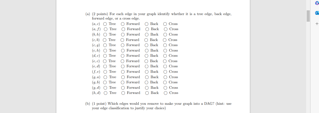 Solved 2. (2 points) Execute a Depth-First Search on the | Chegg.com