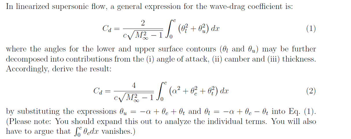 In linearized supersonic flow, a general expression | Chegg.com