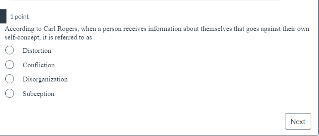 Solved 1 ﻿pointAccording to Carl Rogers, when a person | Chegg.com