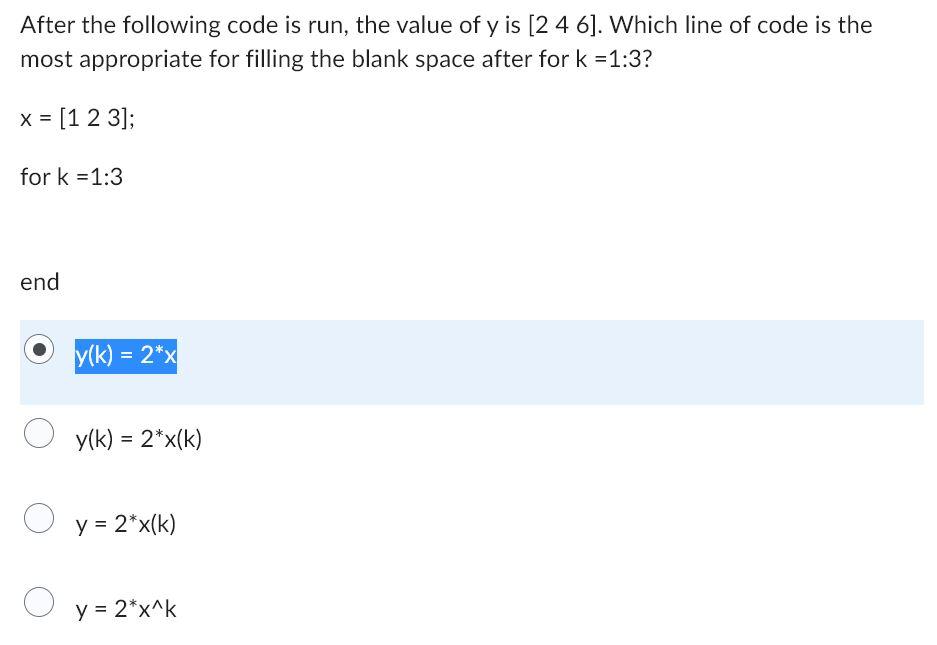 Solved After the following code is run, the value of y is | Chegg.com