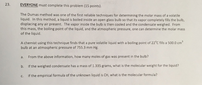 Solved The Dumas method was one of the first reliable | Chegg.com