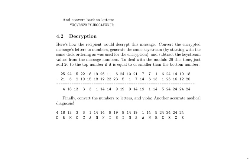 Solitaire Encryption Lester McCann Editted Lightly by | Chegg.com