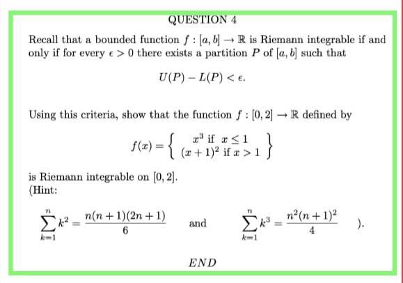 Solved Recall that a bounded function f:[a,b]→R is Riemann | Chegg.com